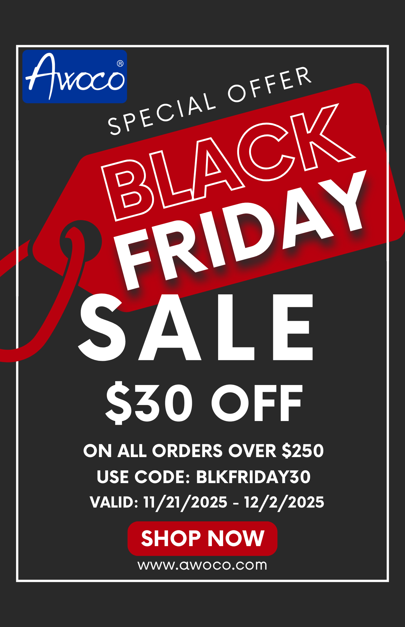 Black Friday Sale Get $30 Off on All Orders Over $250. Use Code: BLKFR ...