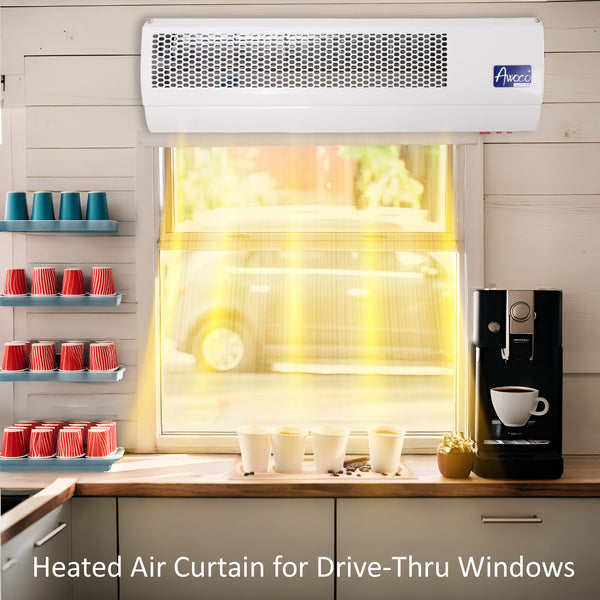 Awoco 24" Heated Air Curtain for Restaurant Drive-Thru Windows, 240VAC